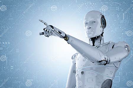 Robot hand pointing stock illustration. Illustration of cyborg - 112633157