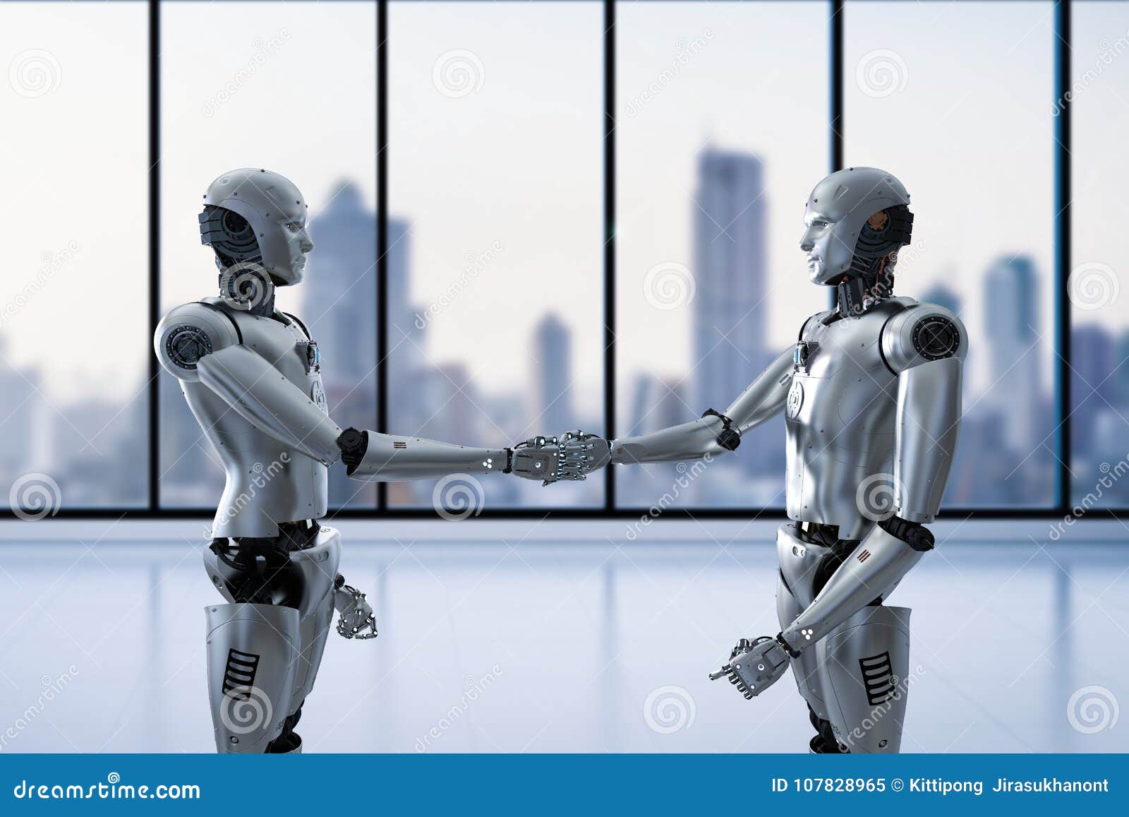 Robot Hand Shake Stock Image | CartoonDealer.com #107828965