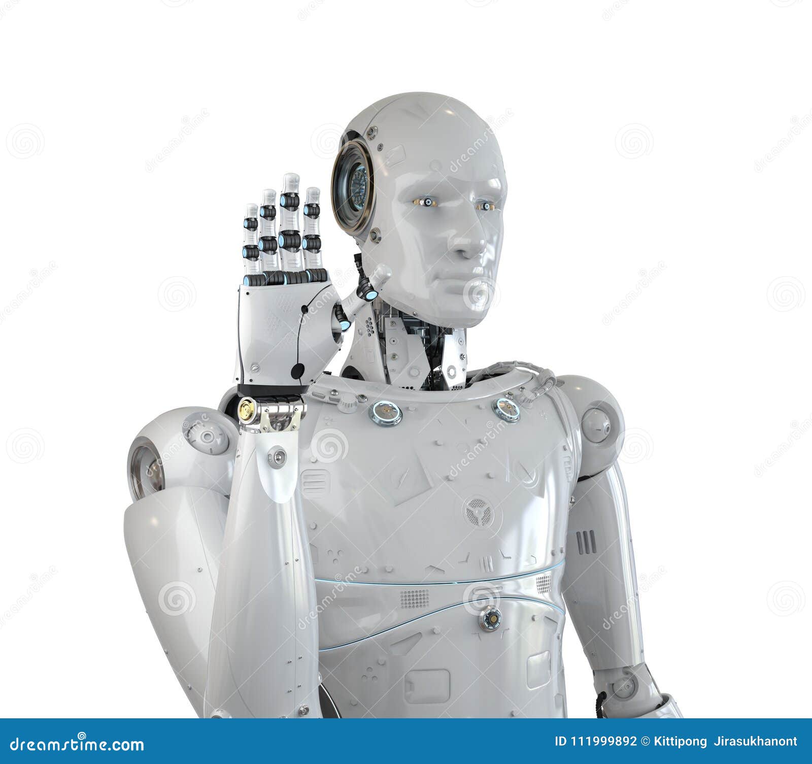 Robot hand up stock illustration. Illustration of cyborg - 111999892