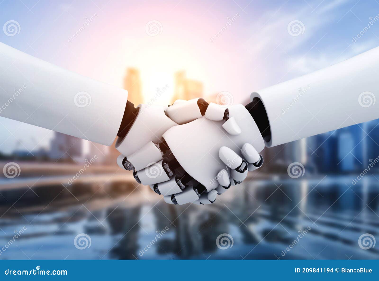 3D Rendering Humanoid Robot Handshake To Collaborate Future Technology ...