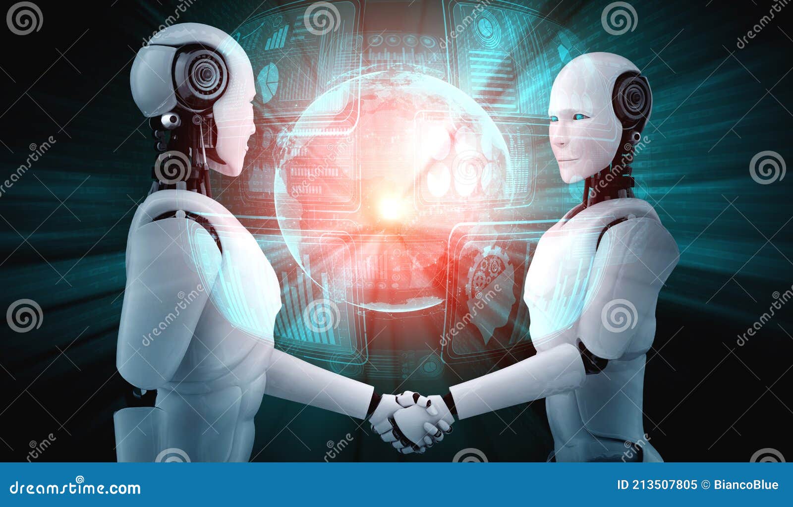 3D Rendering Humanoid Robot Handshake To Collaborate Future Technology ... 3D Rendering Humanoid Robot Handshake To Collaborate Future Technology ...