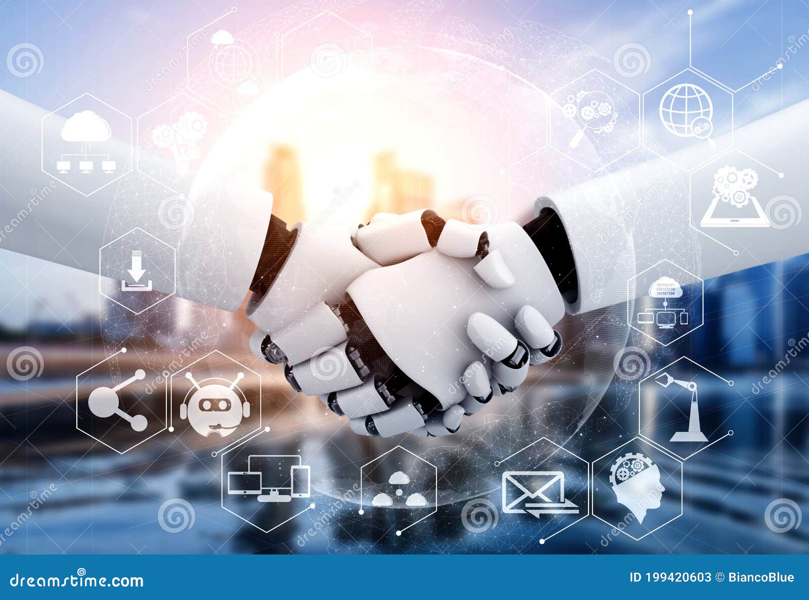 AI Robot Handshake With Human For Join On Teamwork Stock Photo ...