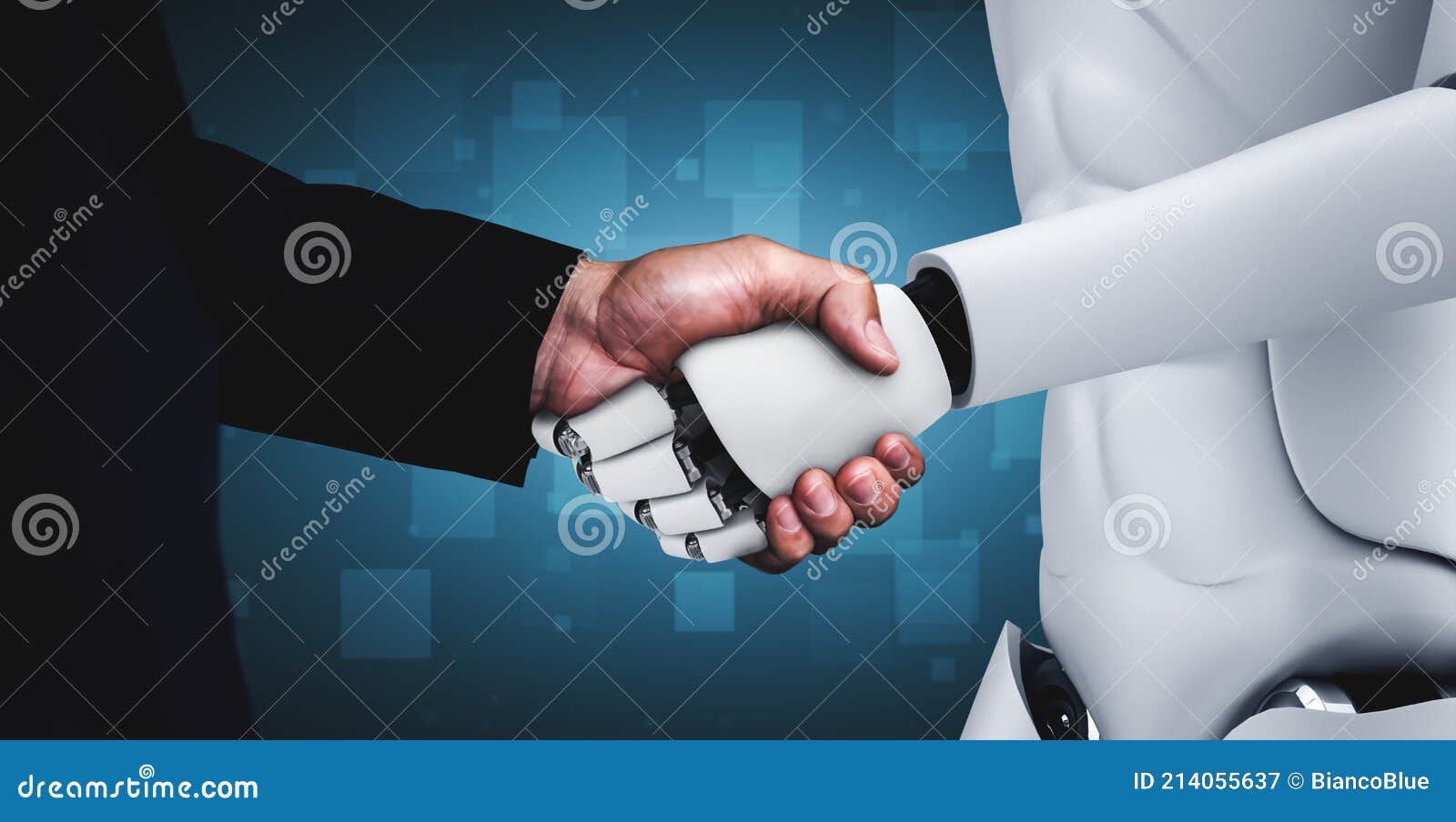 3D Rendering Humanoid Robot Handshake To Collaborate Future Technology ...
