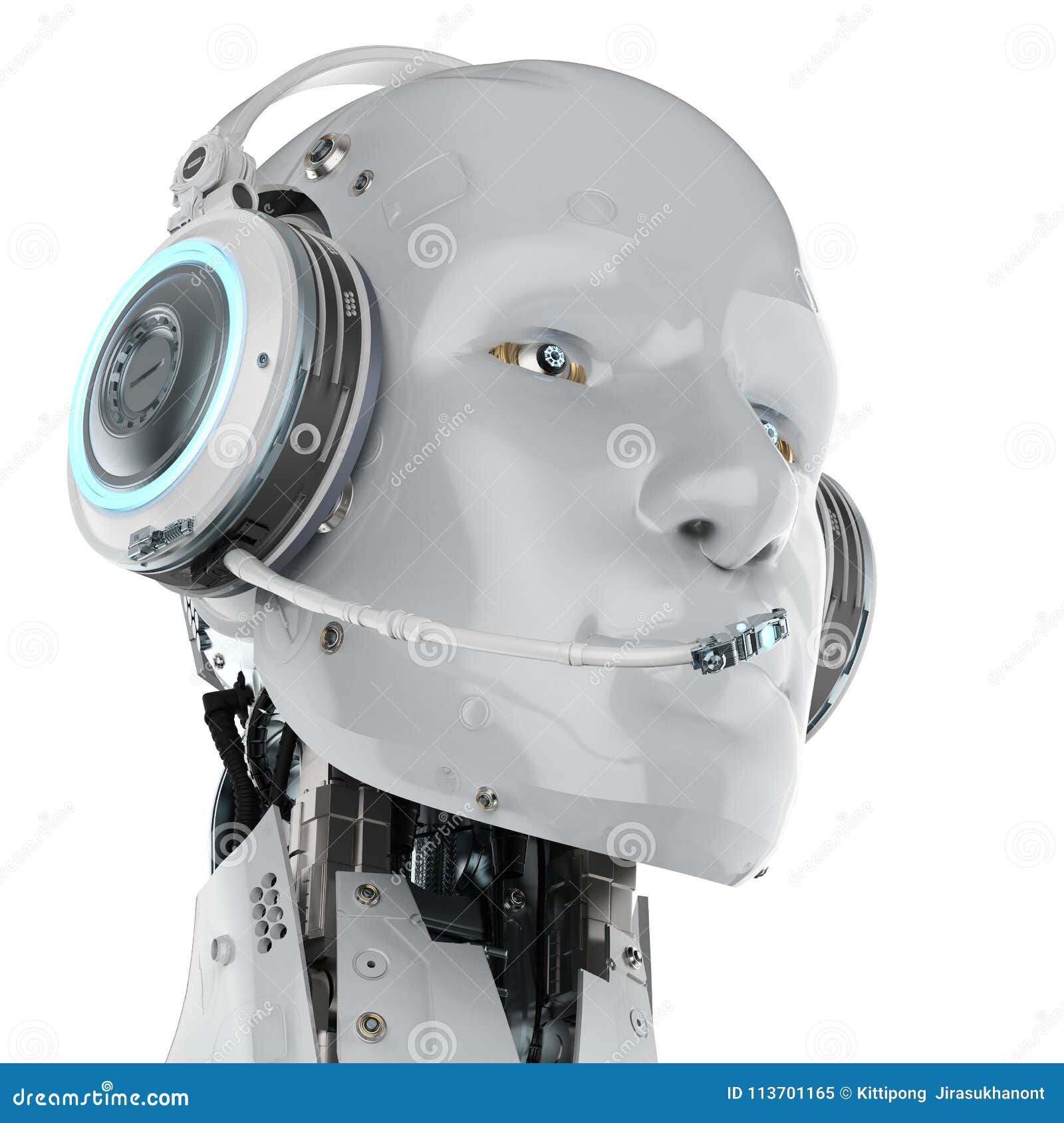 Robot wear headset stock illustration. Illustration of cyborg - 113701165