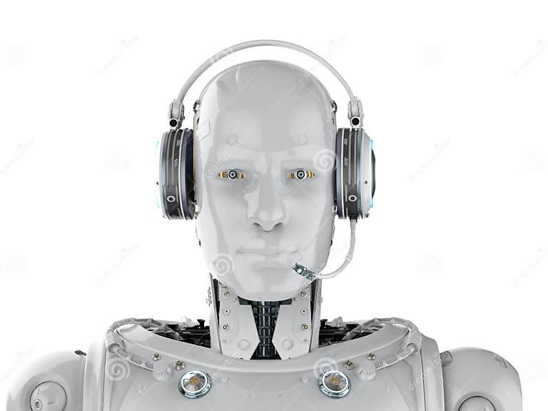 Robot wear headset stock illustration. Illustration of intelligence ...