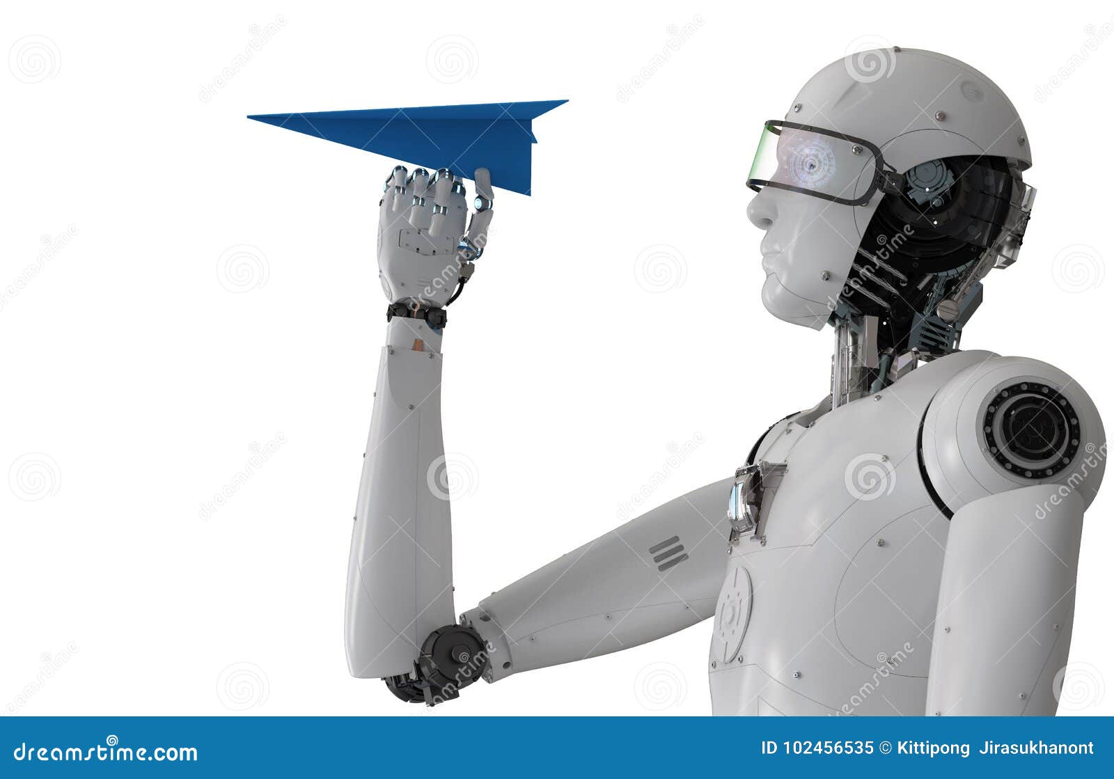Robot holding paper plane stock illustration. Illustration of paper ...