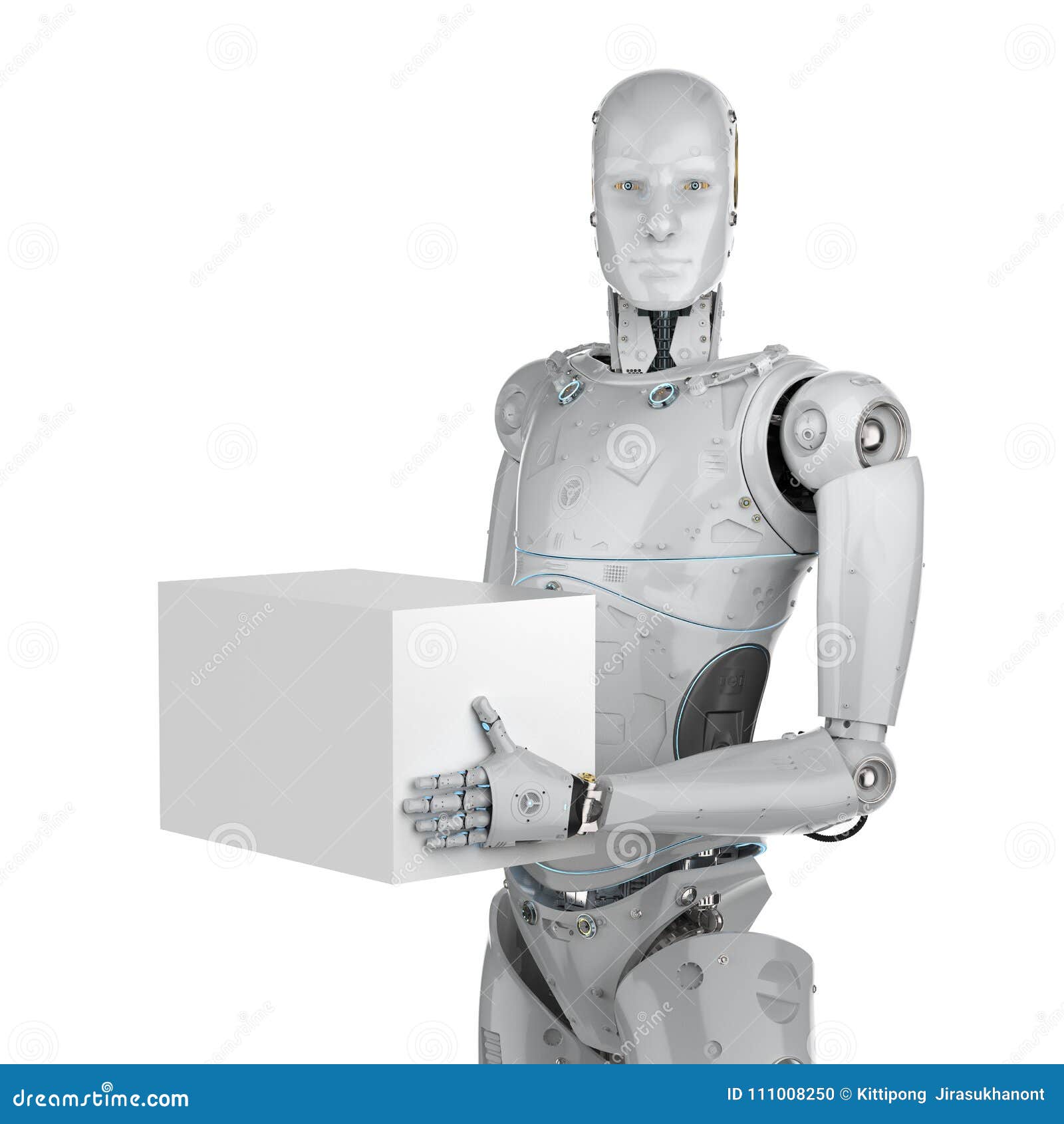 Robot hold box stock illustration. Illustration of tech - 111008250