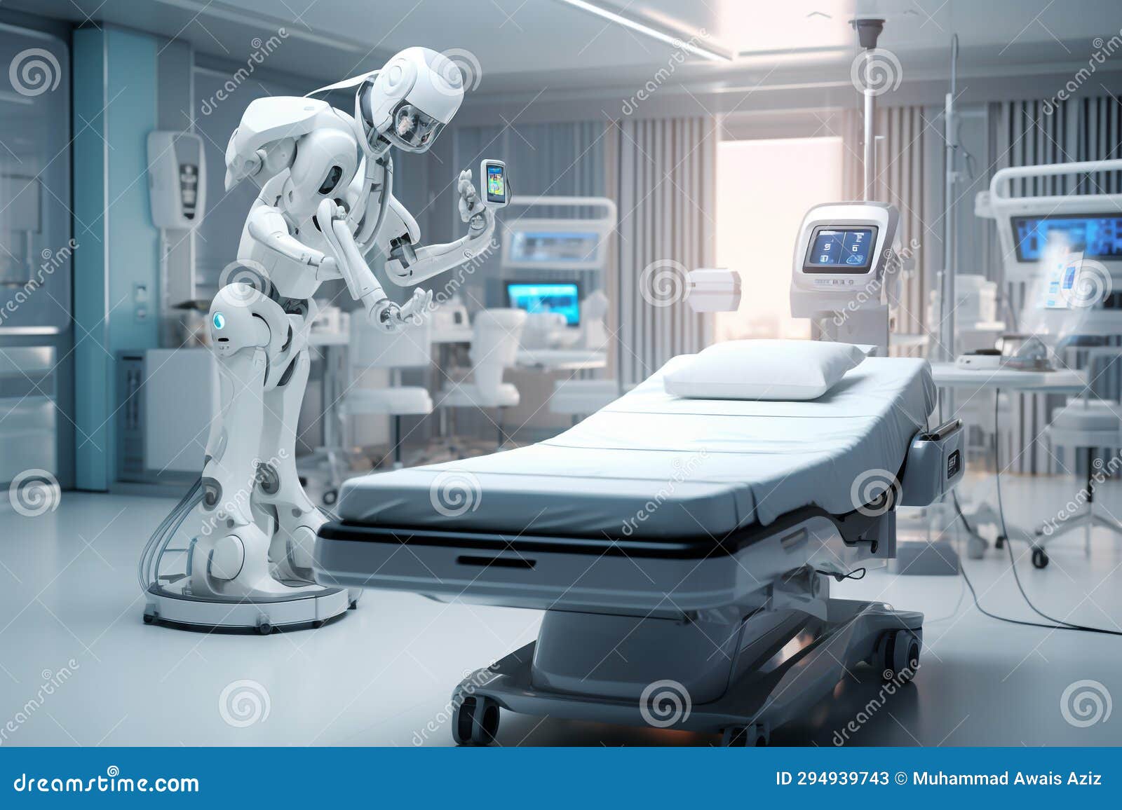 3d Rendering Humanoid Robot with X-ray Machine in Surgery Room - Ai ...