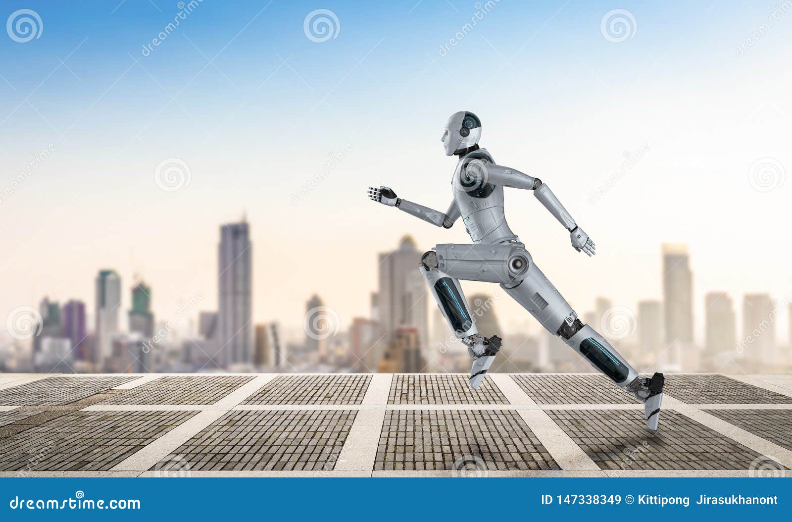 Robot running or jumping stock illustration. Illustration of runner ...