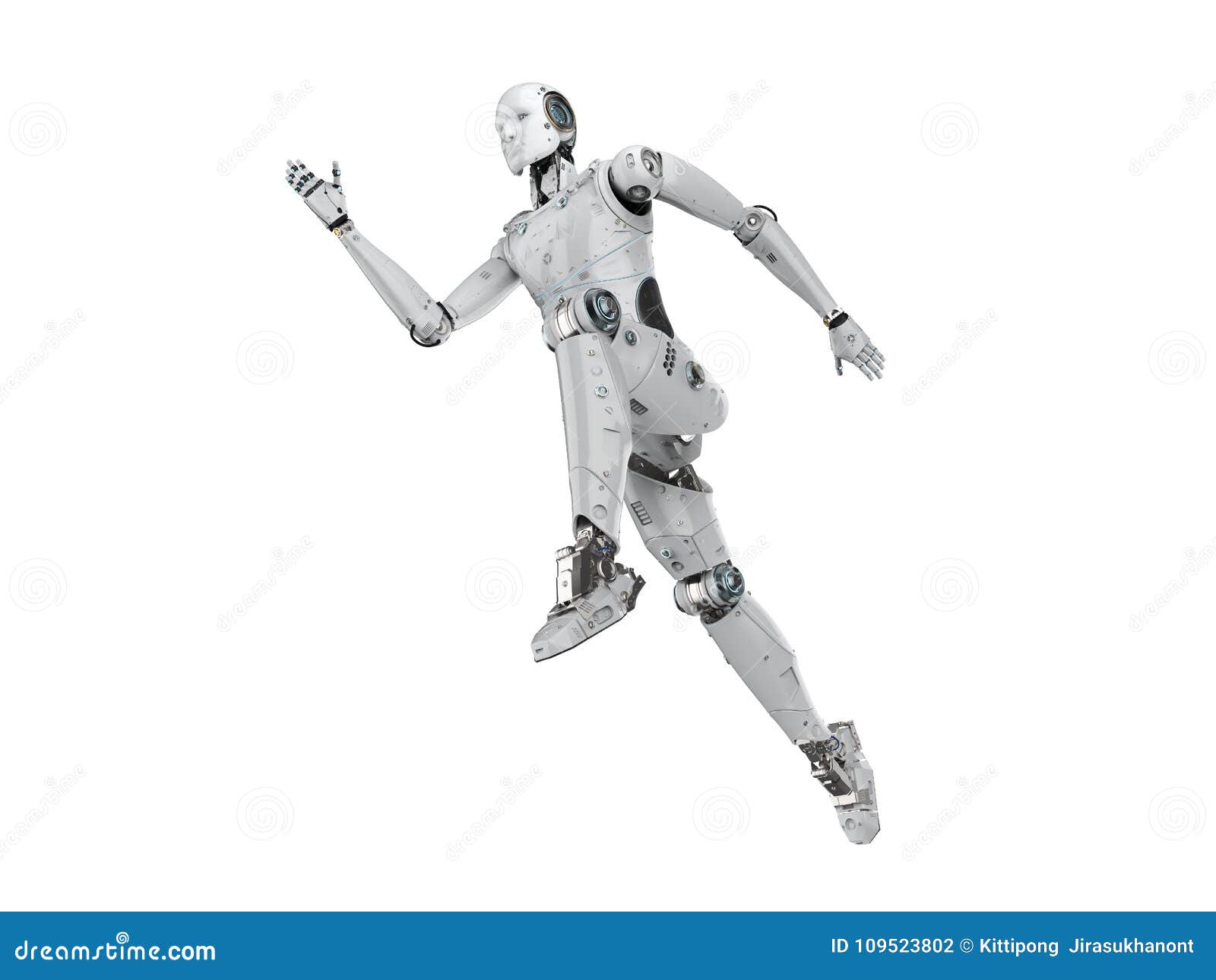 Robot jumping or running stock illustration. Illustration of android ...
