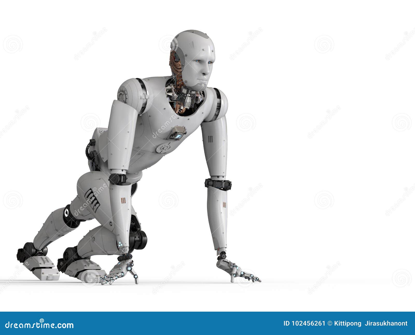 Humanoid robot running stock image. Image of active - 102456261