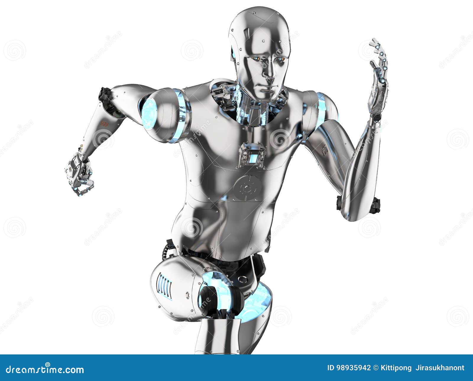 Humanoid robot running stock illustration. Illustration of metallic ...