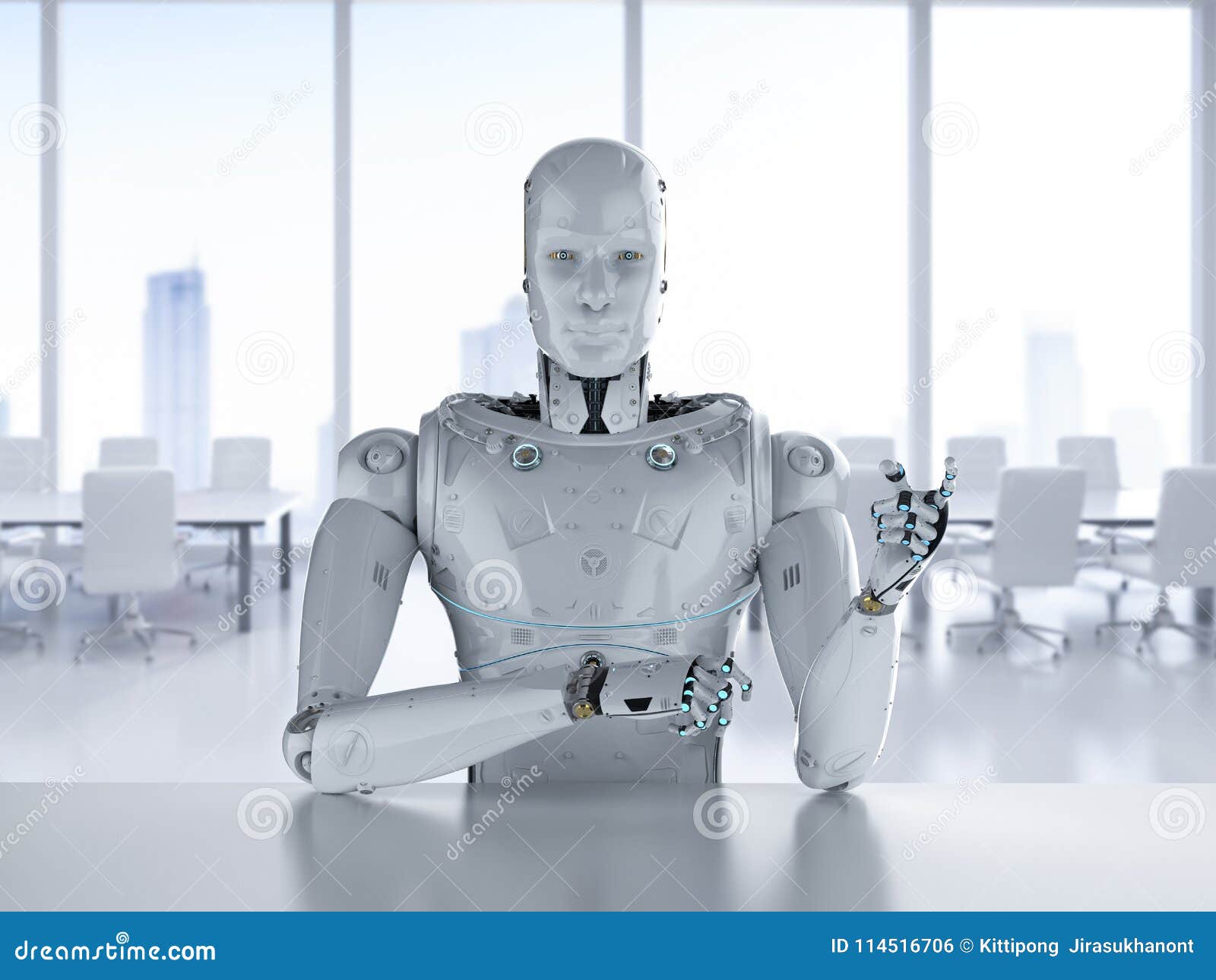 Robot sit in office stock illustration. Illustration of automatic ...