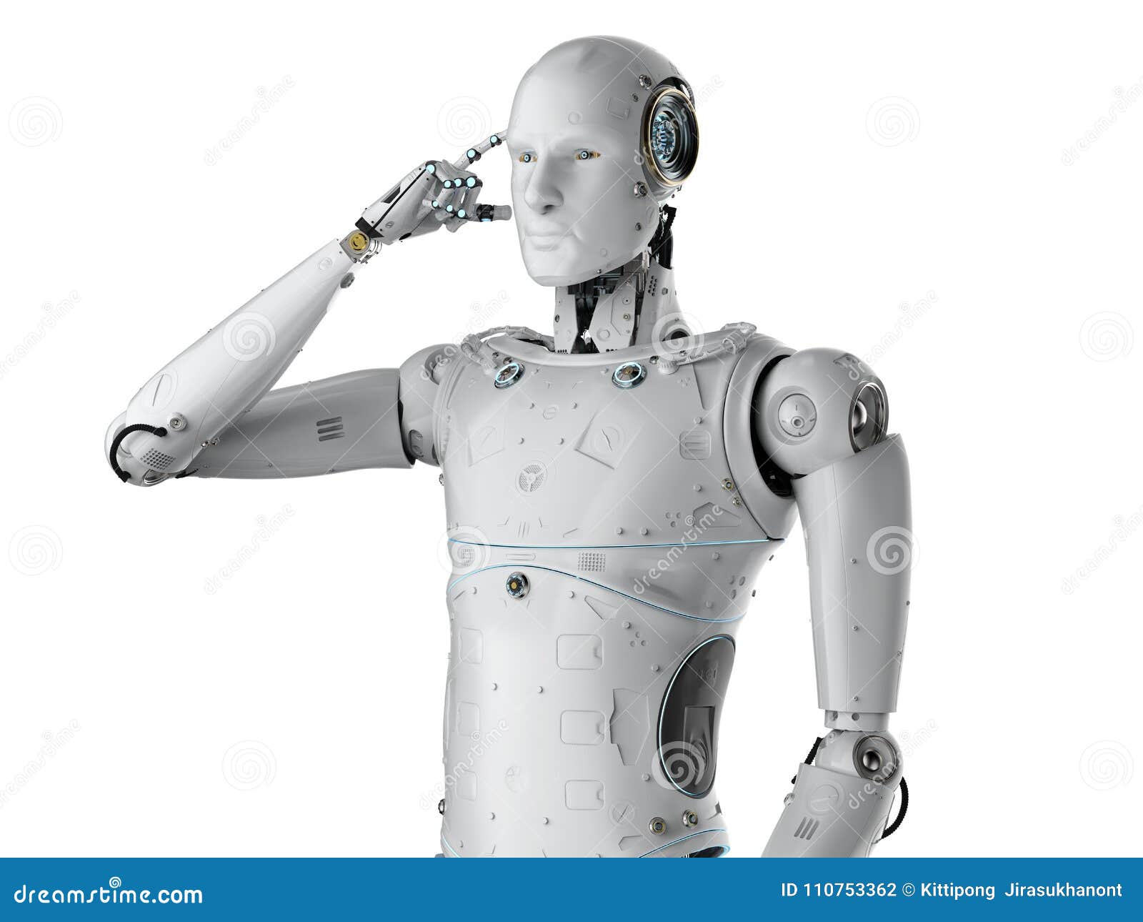 Robot Thinking or Computing Stock Illustration - Illustration of robot ...