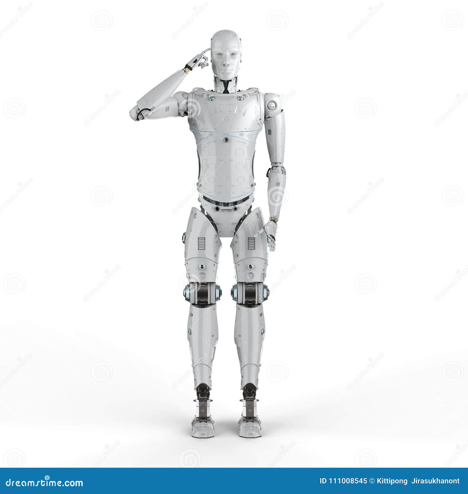 Robot Thinking or Computing Stock Illustration - Illustration of ...