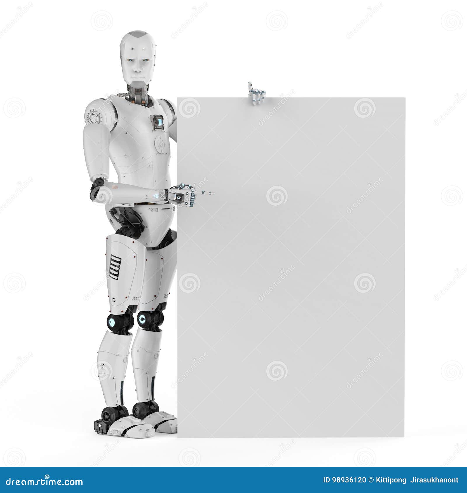 Robot with White Blank Paper Stock Illustration - Illustration of space ...