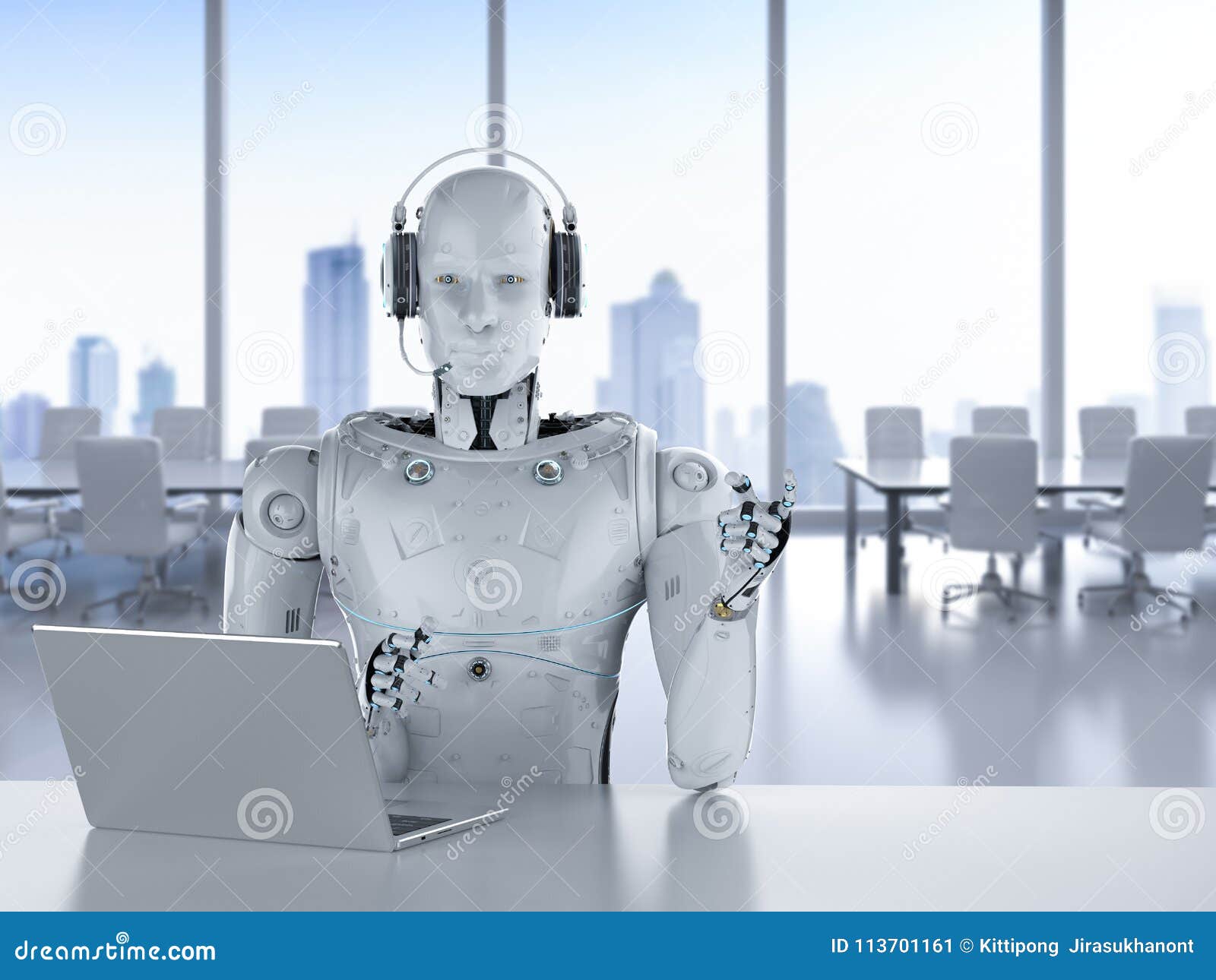 Robot call center stock illustration. Illustration of business - 113701161