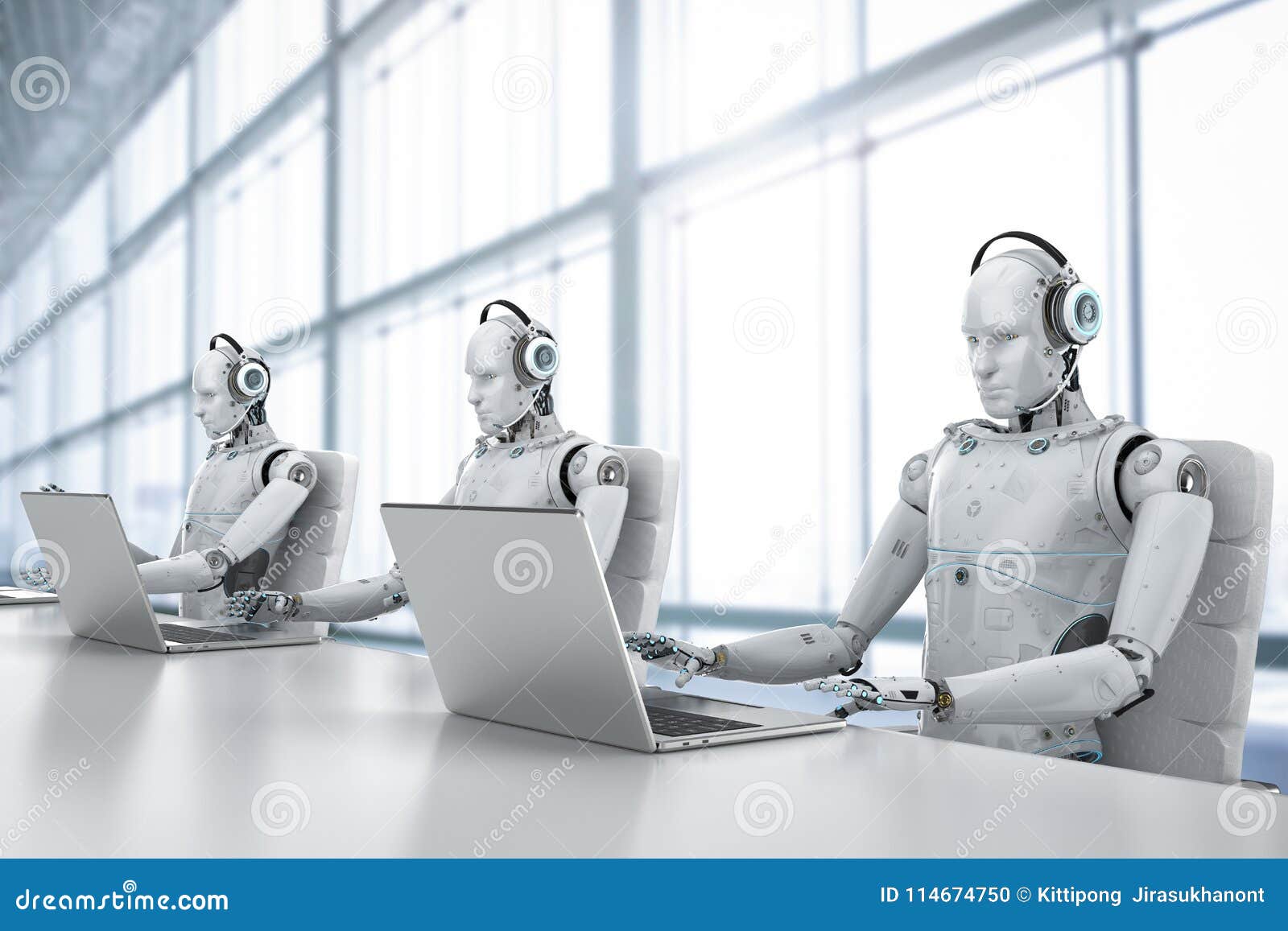 Robot call center stock illustration. Illustration of network - 114674750