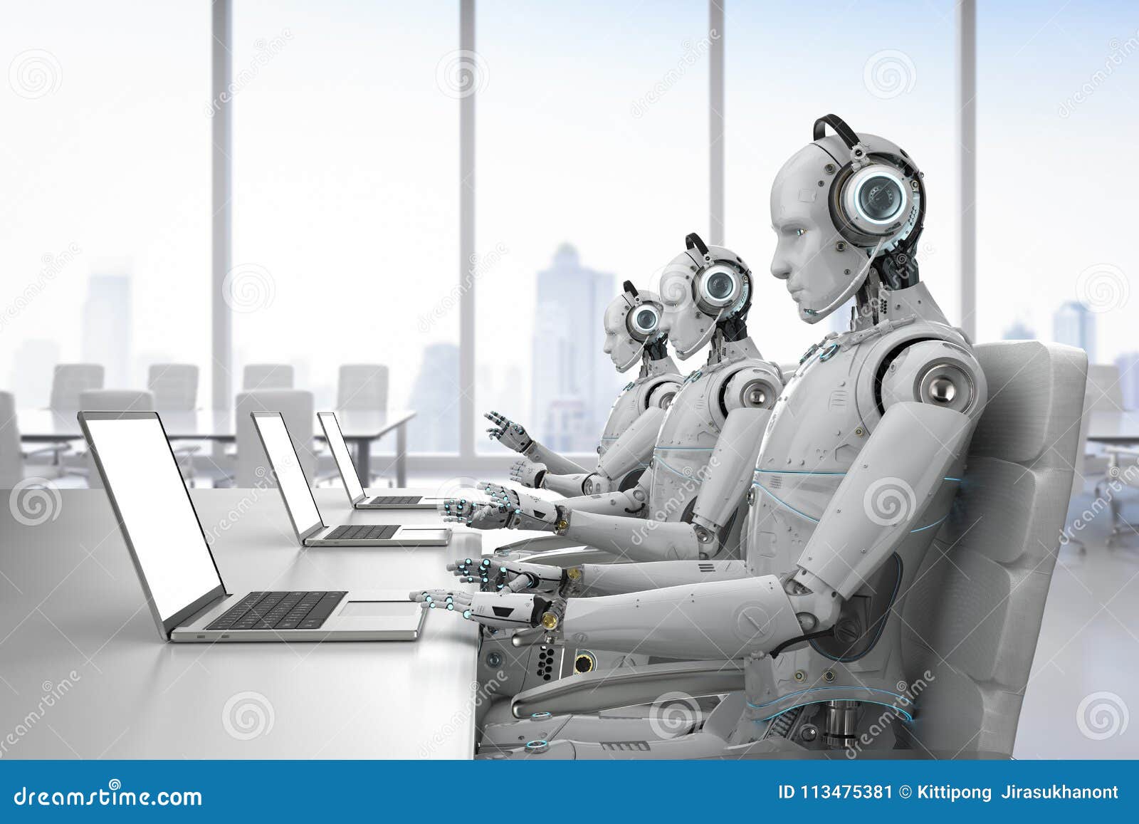 Robot call center stock illustration. Illustration of center - 113475381