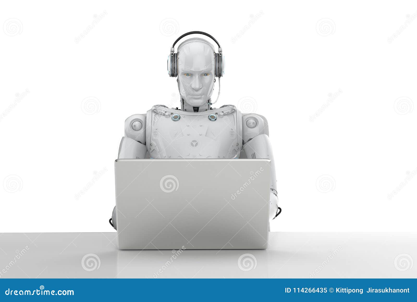 Robot call center stock illustration. Illustration of business - 114266435