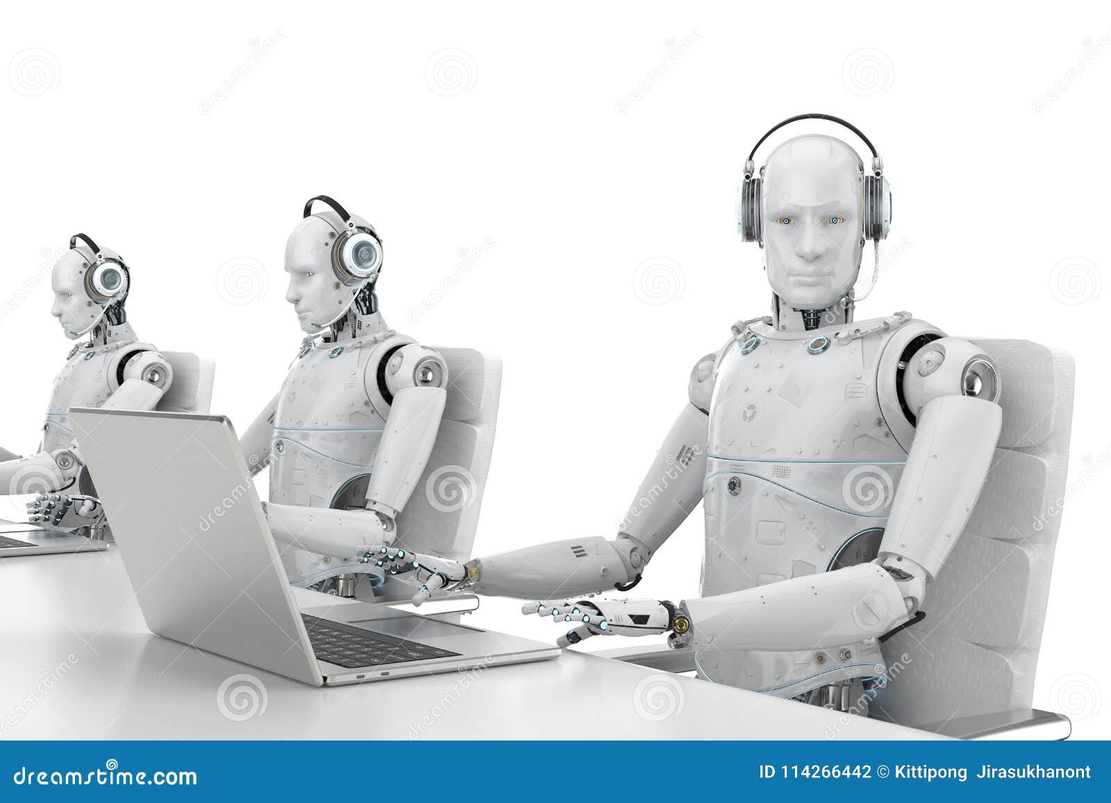 Robot call center stock illustration. Illustration of information ...