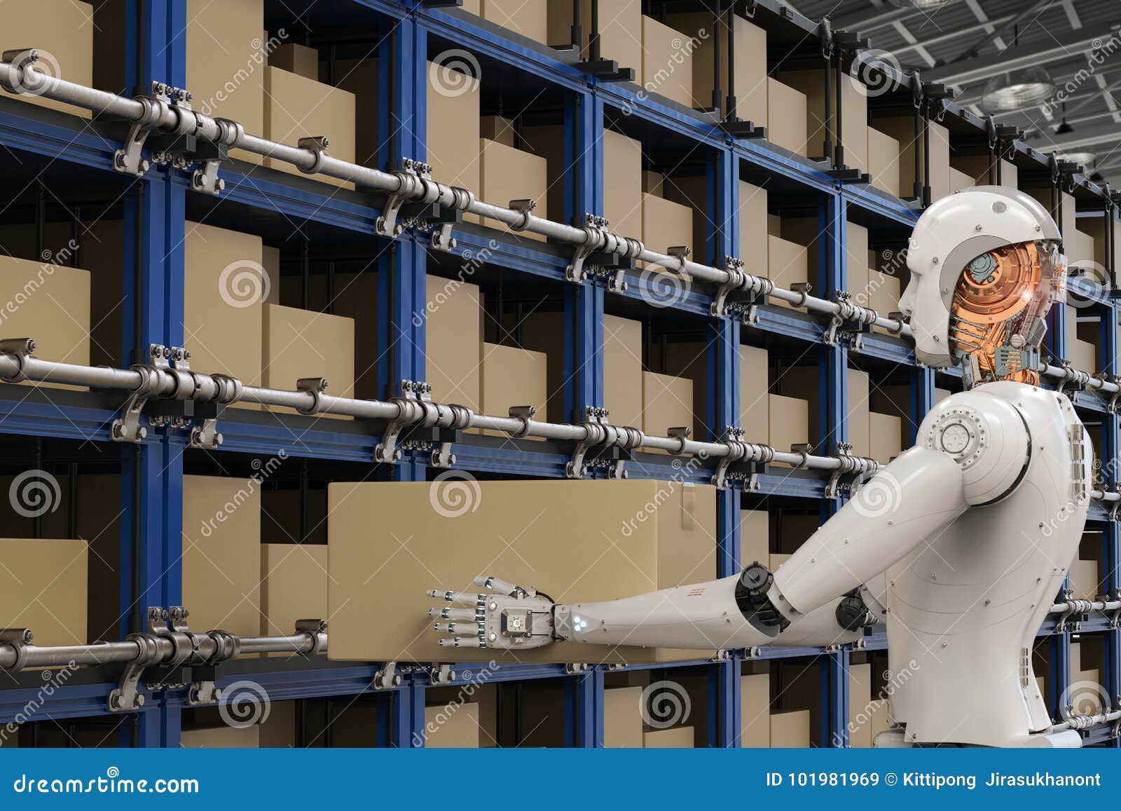 Robots carry boxes stock illustration. Illustration of automation ...