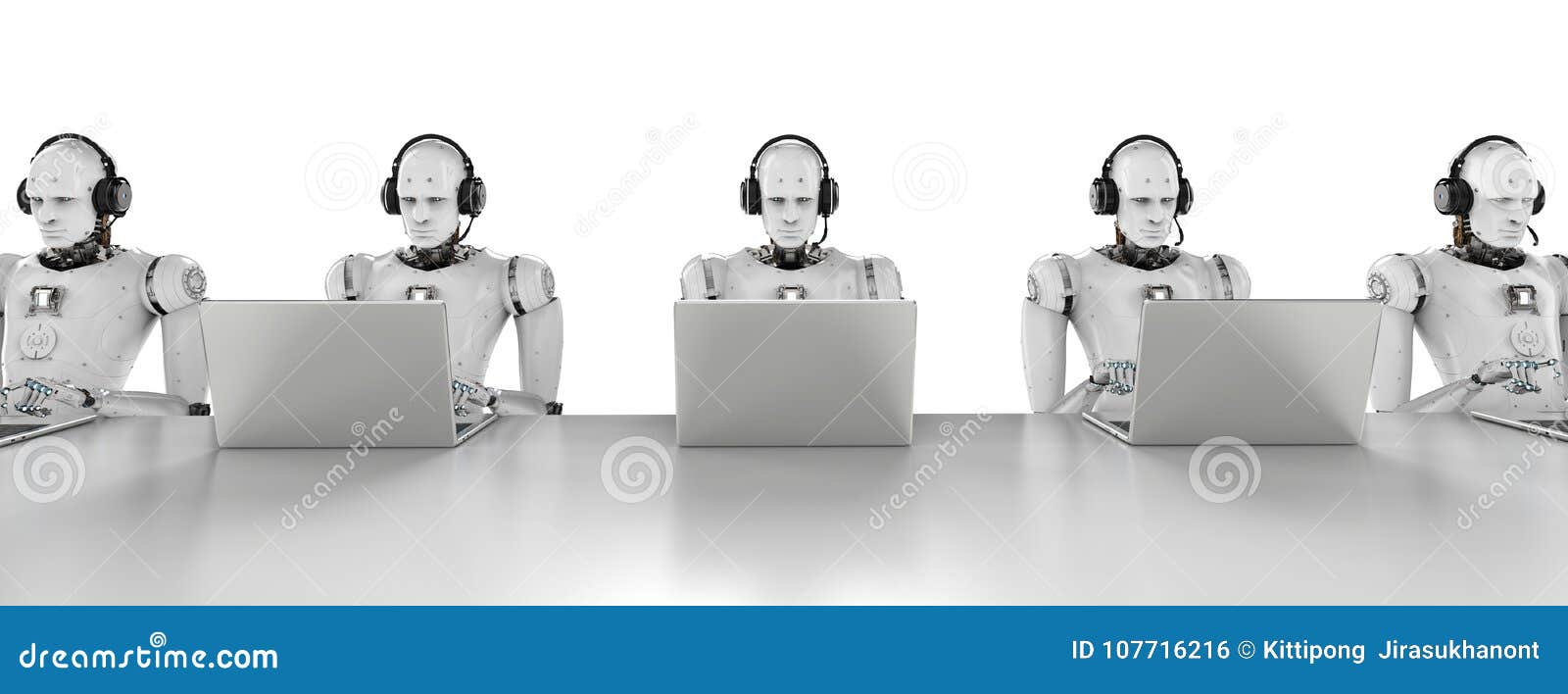 Robots call center stock illustration. Illustration of futuristic ...