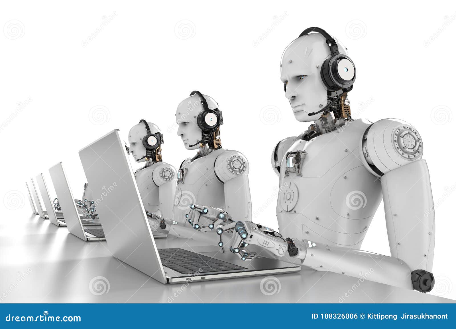 Robots call center stock photo. Image of android, laptop - 108326006