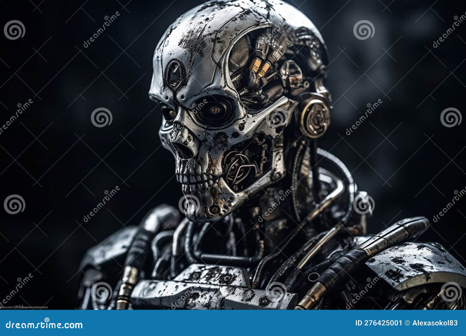 3D Rendering of Humanoid Sci-fi Cyborg Stock Illustration ...