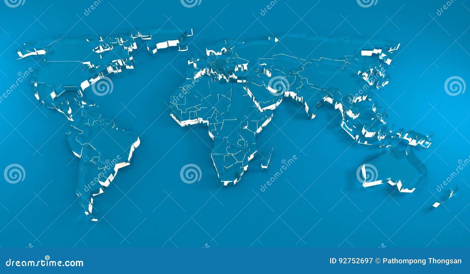 3D Rendering, Ice, Glass World Map. Stock Illustration - Illustration ...