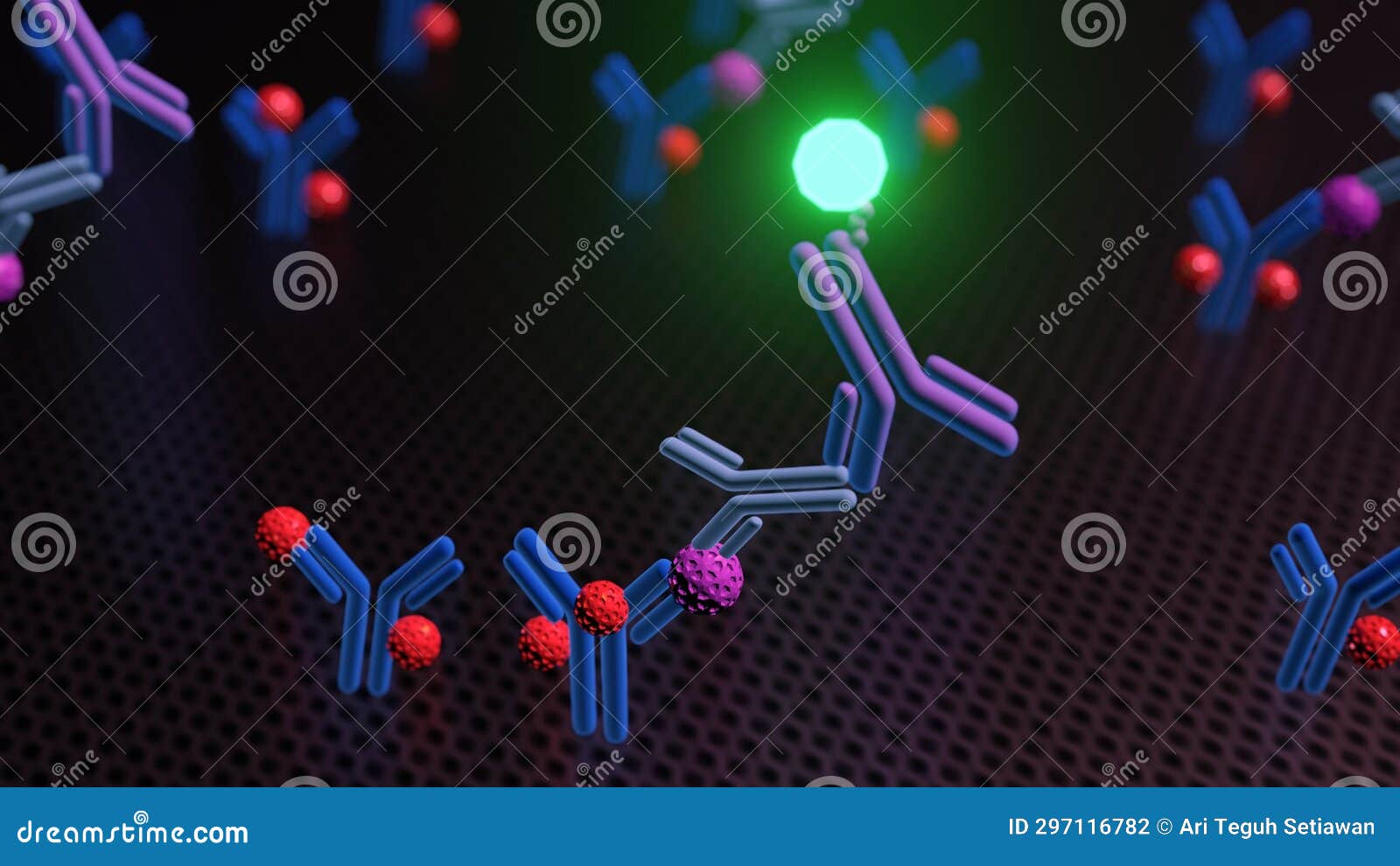 3D Rendering Illustrates a Sandwich ELISA Technique Stock Illustration ...