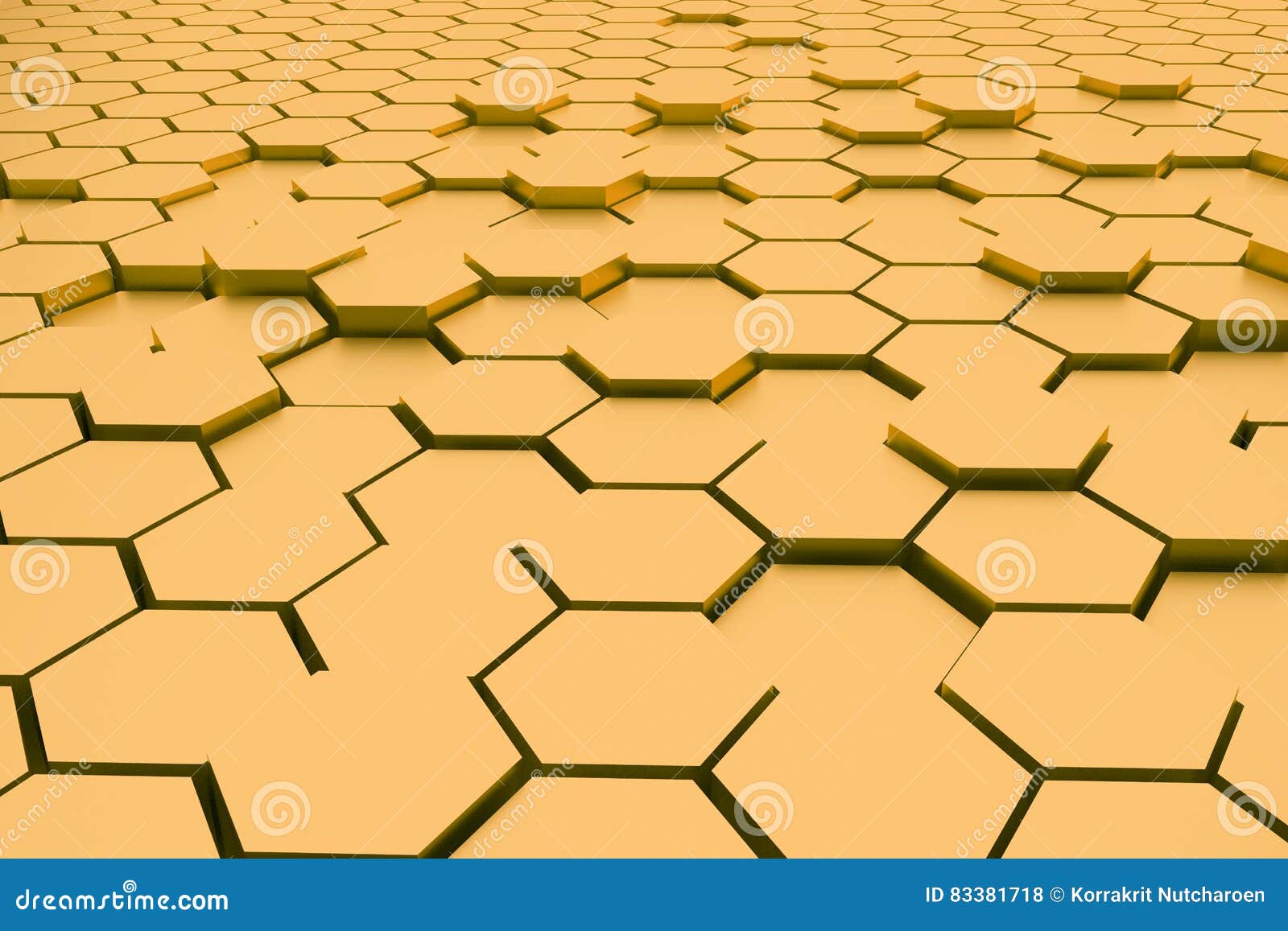 3d Rendering : Illustration of Abstract Gold Hexagonal Geometric ...