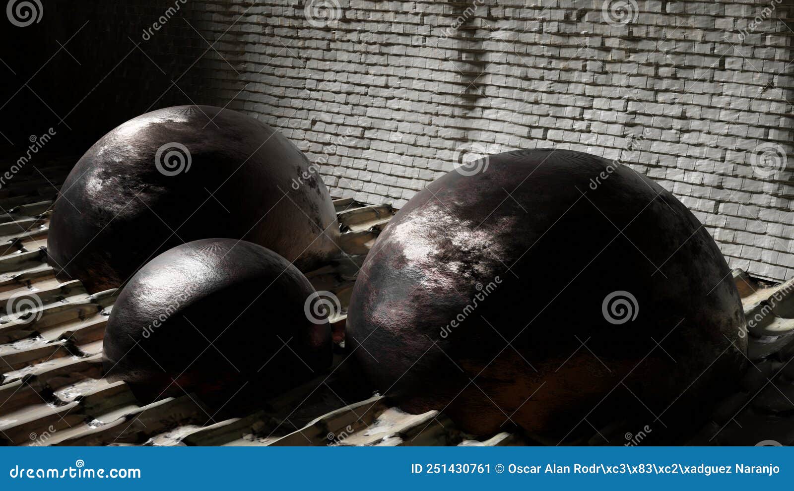 3D Rendering. 3D Illustration. Abstract Group of Black Spheres on a ...