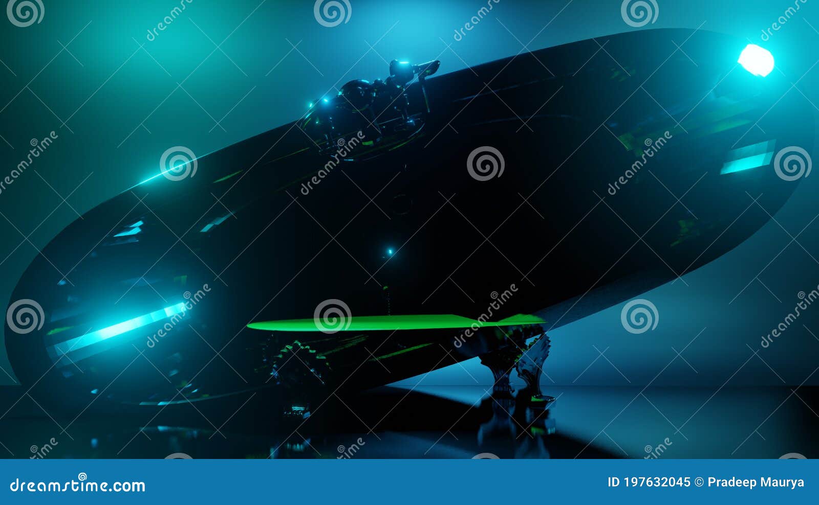 3d Rendering Illustration of an Abstract Objects in Dark Background ...