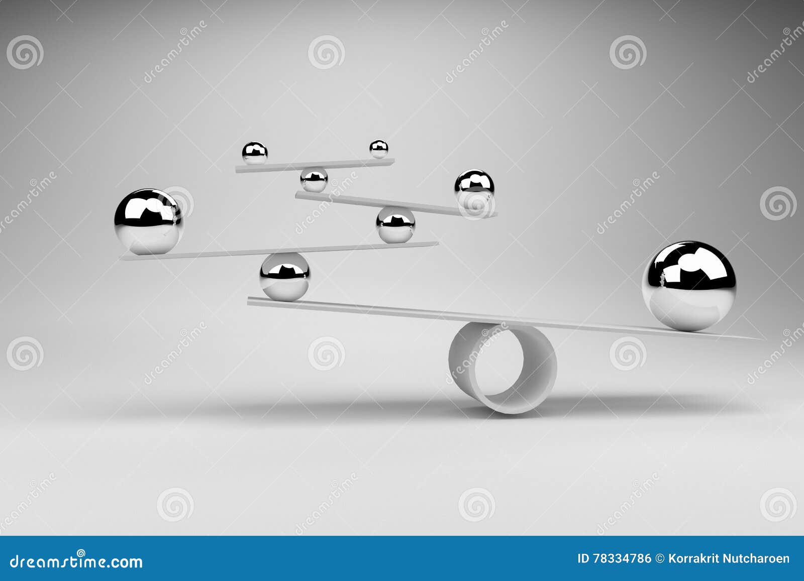 3D Rendering : Illustration of Balancing Balls on Board Conception ...