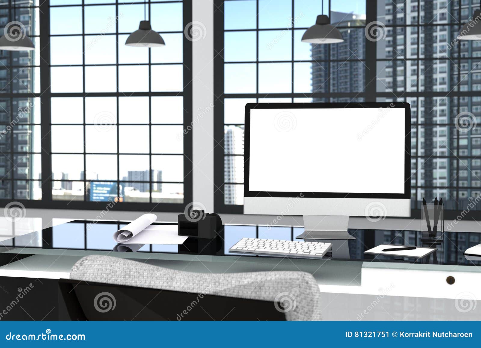 3D Rendering : Illustration Close Up of Creative Designer Office ...