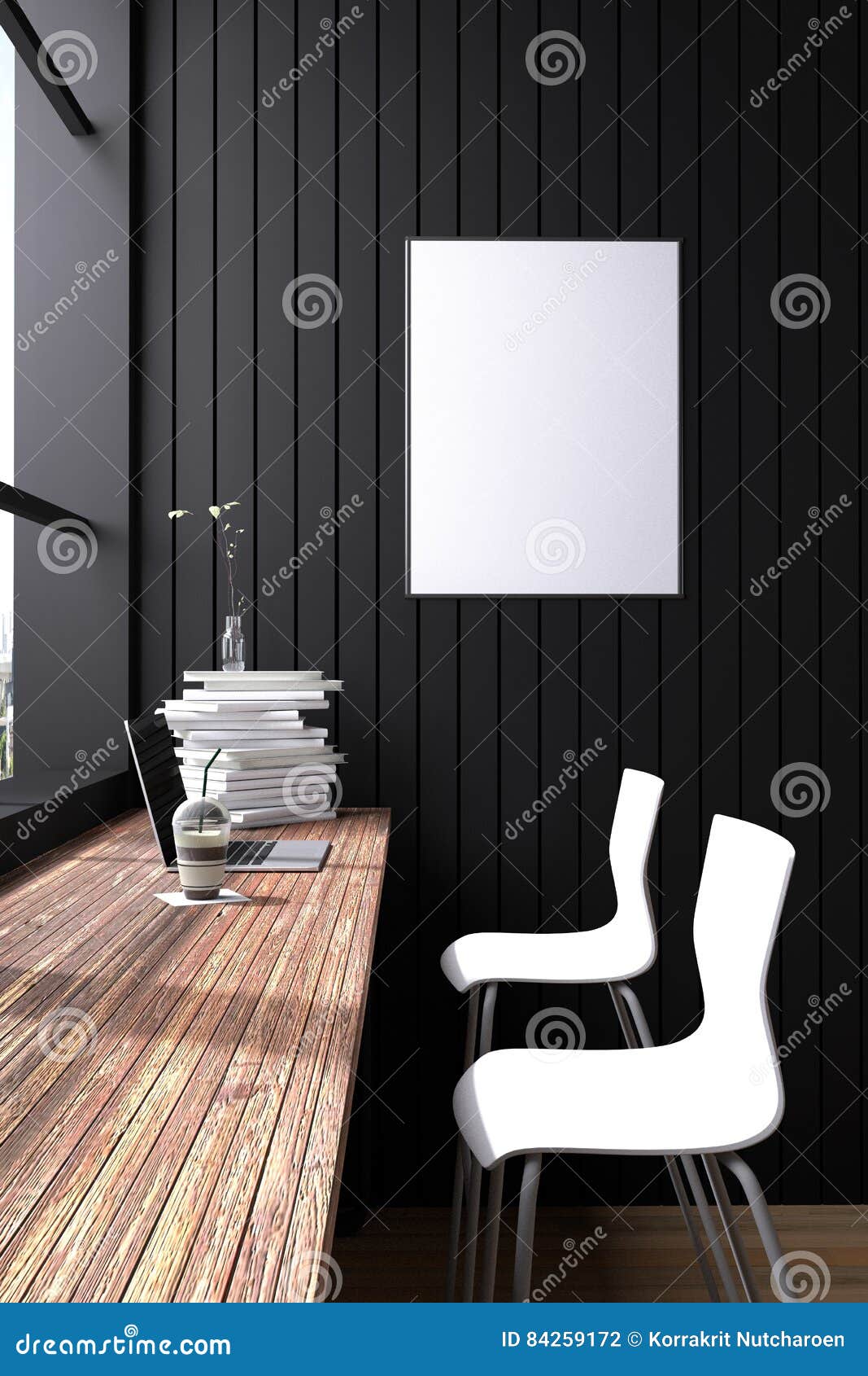 3D Rendering : Illustration of Coffee Cafe Decoration Interior or Pc ...