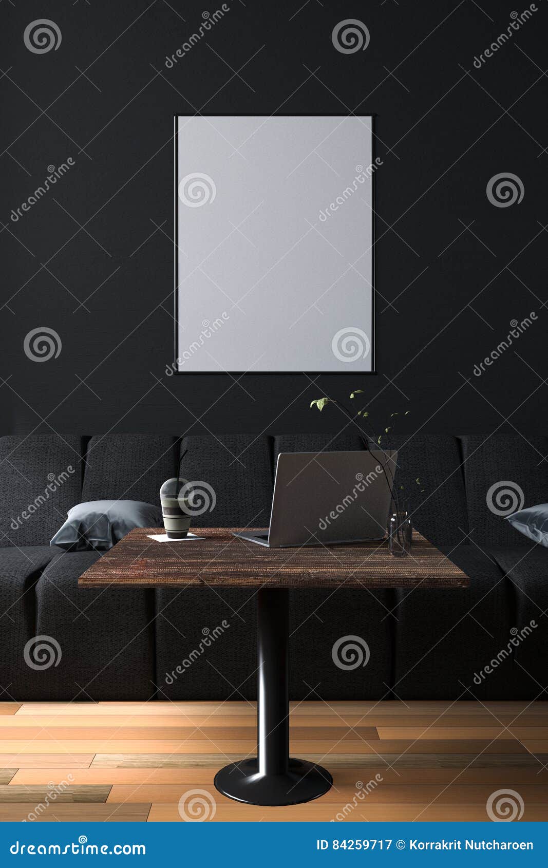 3D Rendering : Illustration of Coffee Cafe Decoration Interior or Pc ...