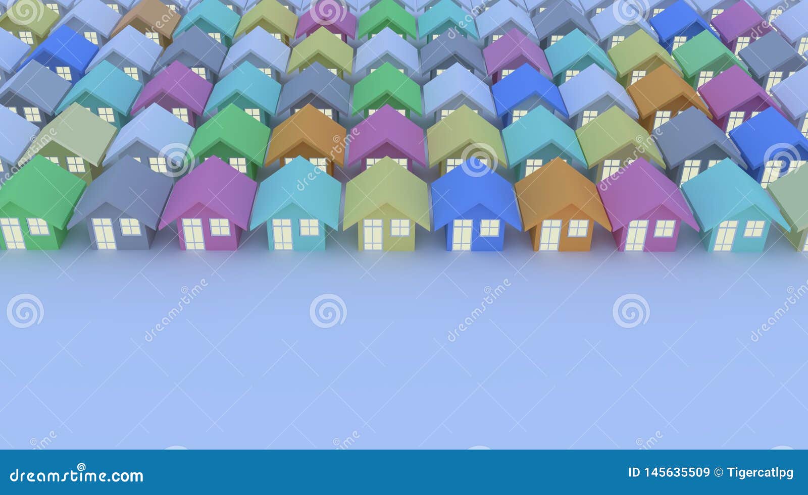 3D Rendering Illustration: the Colorful Houses with the Same Pattern ...