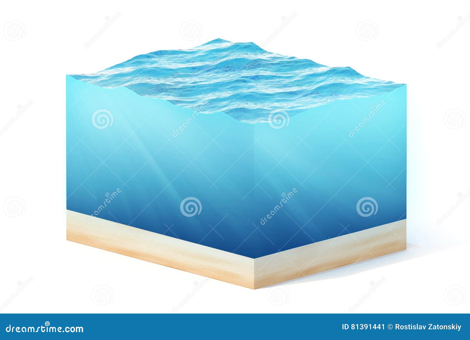 3d Rendering Illustration Of Cross Section Of Water Cube Isolated On ...