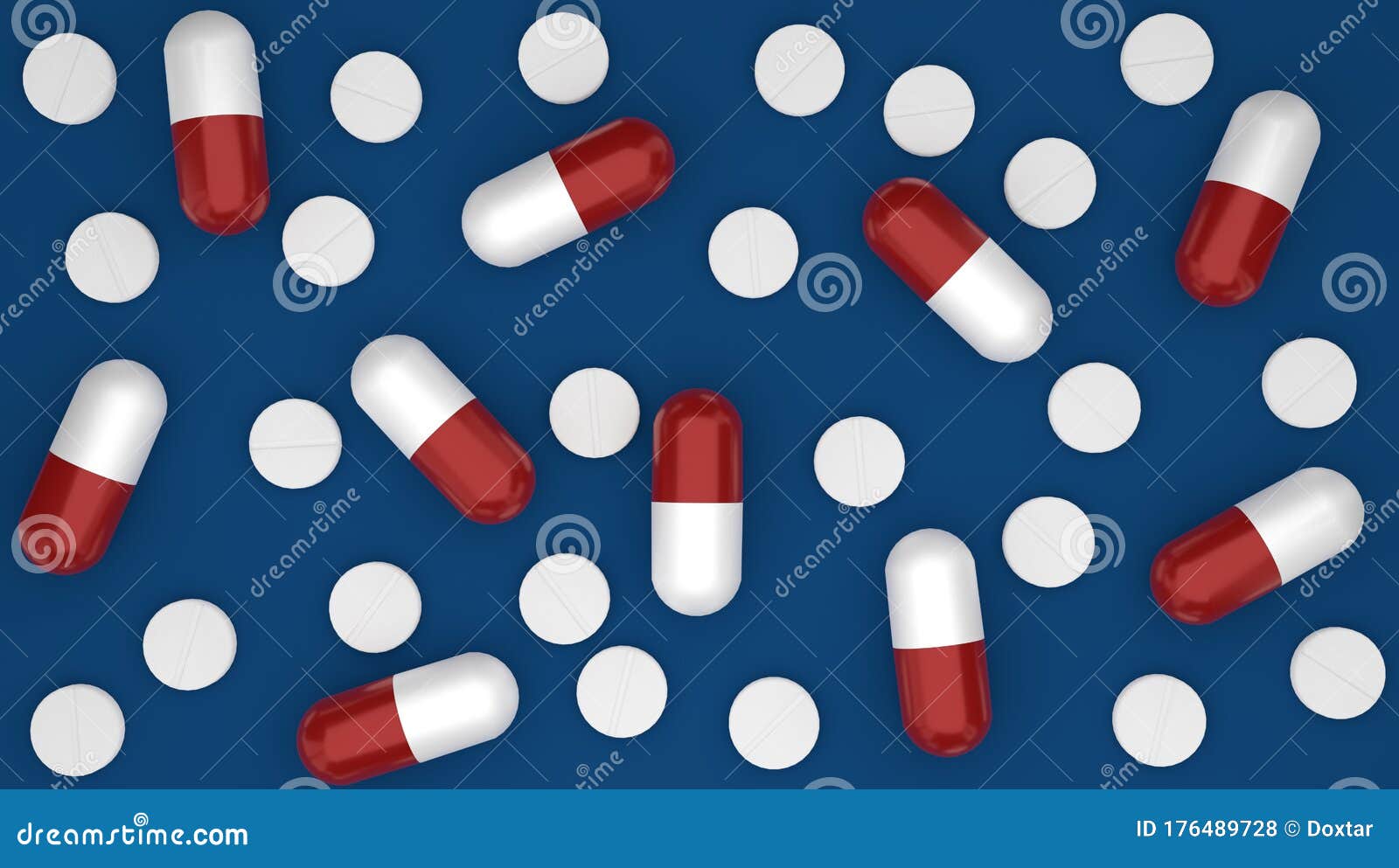 3d Rendering Illustration of Drug and Tablets Over Blue Background ...