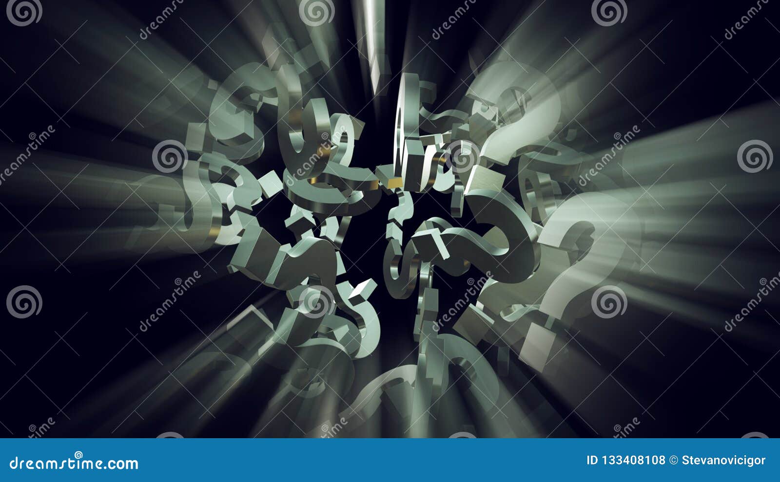 3d Rendering Illustration of Exploding Question Mark Particles Stock ...