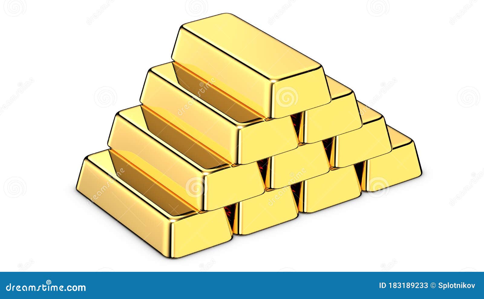 3D Rendering Illustration of Gold Bars Stacked in the Shape of Pyramid ...