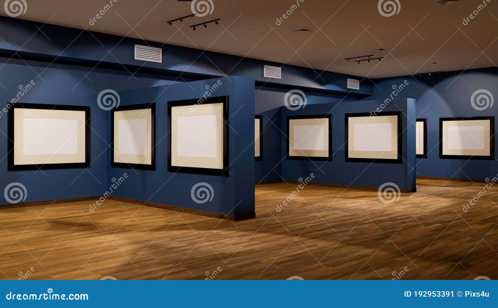 3D Rendering Illustration Interior Design Gallery Hall Exhibition Stock ...