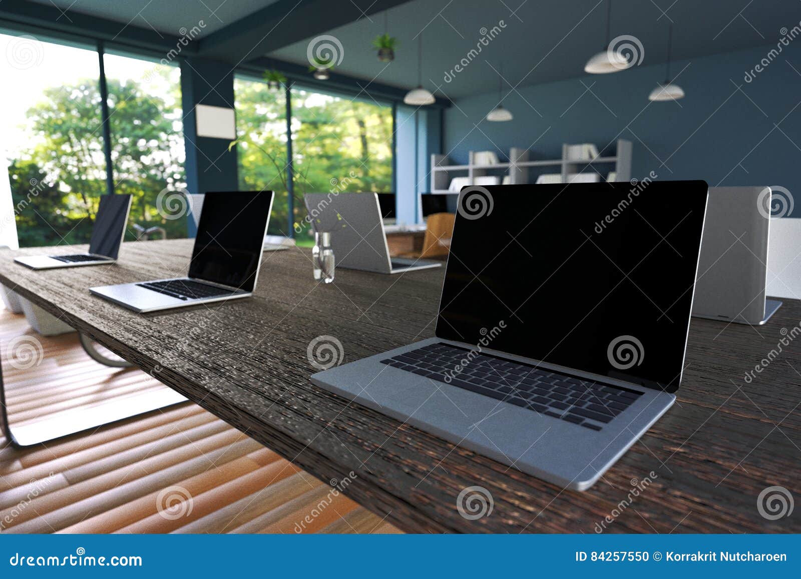 3D Rendering : Illustration of Internet Pc Cafe Decoration Interior or ...
