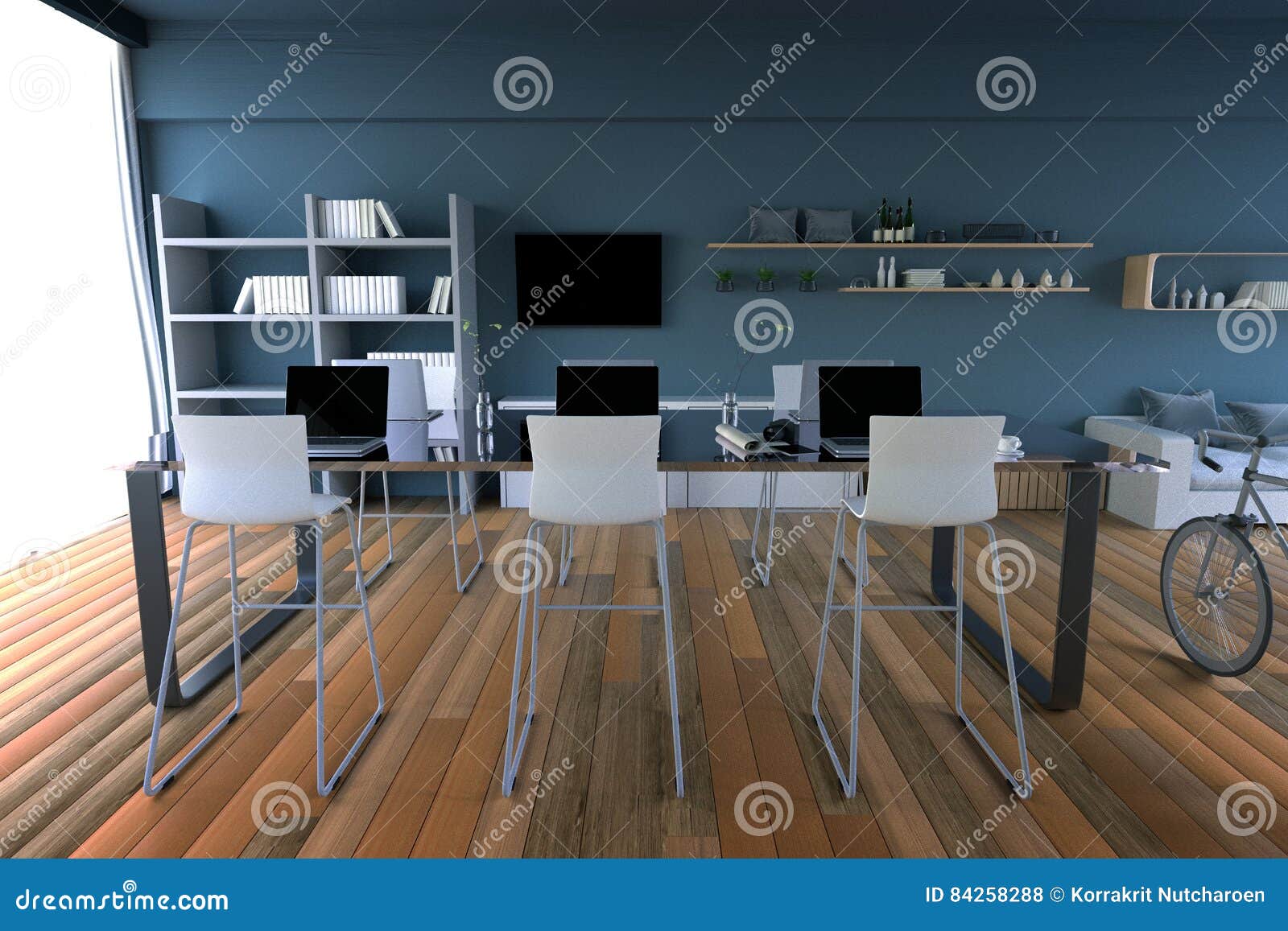 3D Rendering : Illustration of Internet Pc Cafe Decoration Interior or ...