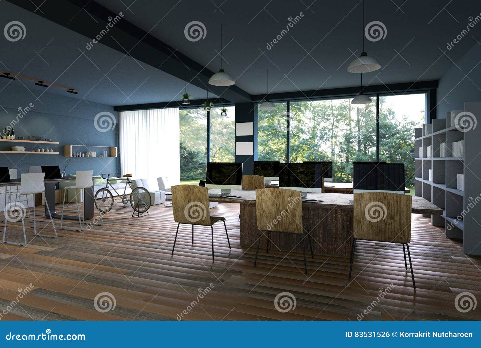3D Rendering : Illustration of Internet Pc Cafe Decoration Interior or ...