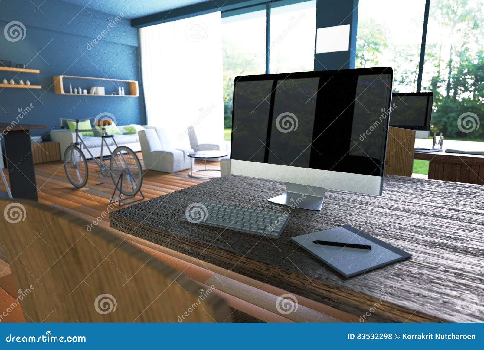 3D Rendering : Illustration of Internet Pc Cafe Decoration Interior or ...