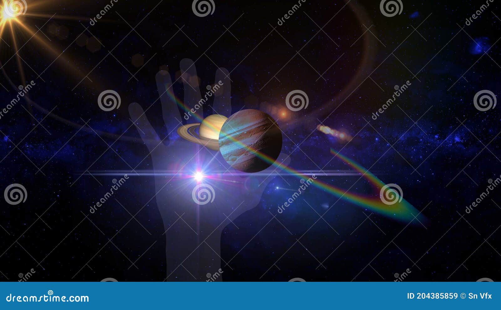 Great Conjunction of Jupiter and Saturn 3d Illustration Stock ...