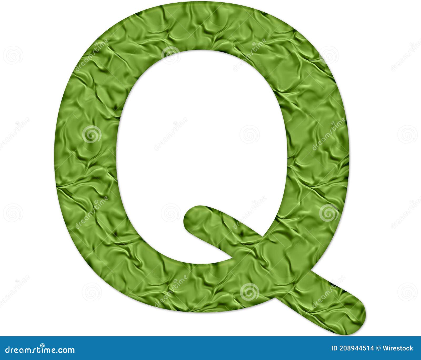 3d Rendering Illustration of the Letter Q Made Out of a Green Silk ...